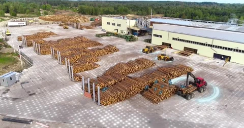 Modern equipment at the timber factory. ... | Stock Video | Pond5