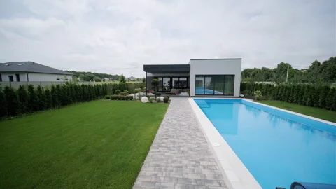 Modern exterior of the house. house with... | Stock Video | Pond5