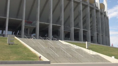 Modern football soccer arena entry gates... | Stock Video | Pond5