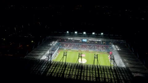 Modern football stadium with fans in the... | Stock Video | Pond5