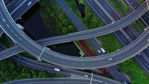 Modern freeway junction aerial view. | Stock Video | Pond5