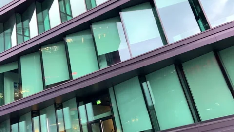 Modern glass office building exterior wi... | Stock Video | Pond5