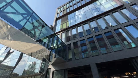 Modern glass office building exterior wi... | Stock Video | Pond5