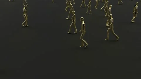 Modern gold metal people walk on black T... | Stock Video | Pond5