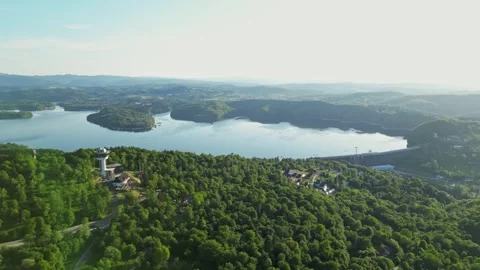 Modern gondola cable car with the lookou... | Stock Video | Pond5