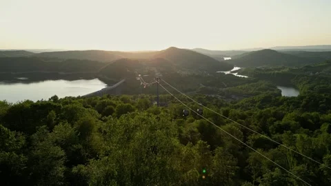 Modern gondola cable car with the lookou... | Stock Video | Pond5
