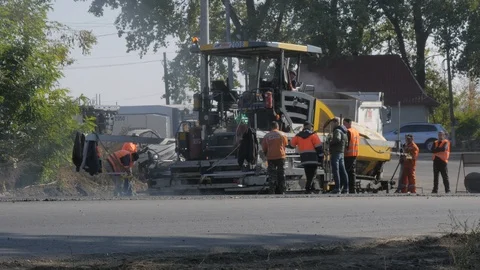 Modern heavy asphalt roller that stack a... | Stock Video | Pond5