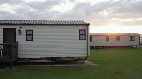 Modern holiday homes at a static caravan... | Stock Video | Pond5