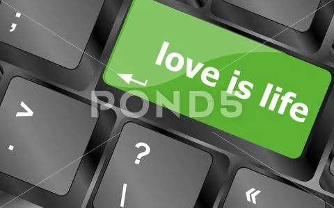 Modern keyboard with love is life text symbols ~ Clip Art #141441927