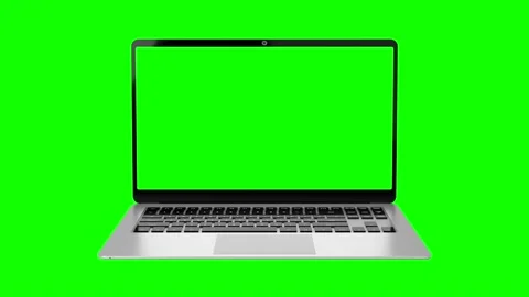 Modern laptop with empty screen isolated... | Stock Video | Pond5