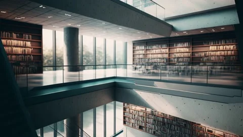modern library interior background | Stock Video | Pond5