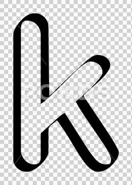 Modern lowercase letter k alphabet character isolated on transparent ...