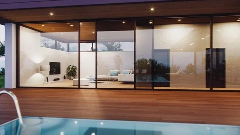 Modern Luxury House With Private Swimmin... | Stock Video | Pond5
