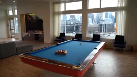 Modern office in skyscraper with pool ta... | Stock Video | Pond5