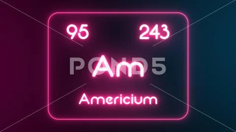 Modern periodic table Americium element neon text Illustration: Royalty ...