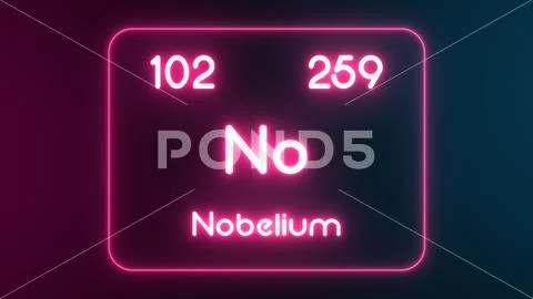 Modern periodic table Nobelium element neon text Illustration ...