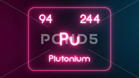 Modern periodic table Plutonium element neon text Illustration: Graphic ...