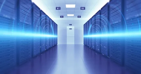 Modern Server Room Environment. Computer... | Stock Video | Pond5