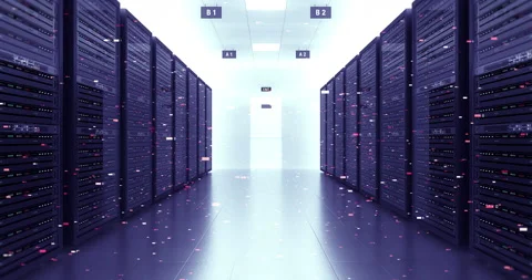 Modern Server Room Environment. Computer... | Stock Video | Pond5