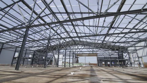 Modern storehouse construction site, str... | Stock Video | Pond5