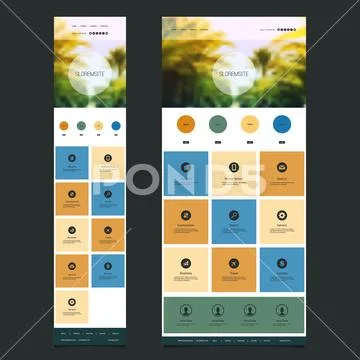Modern Style Responsive One Page Website Template Layout with Blurred ...