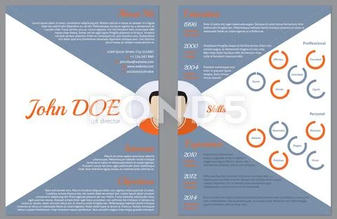 Modern two sided resume cv template for employment: Graphic #56926325