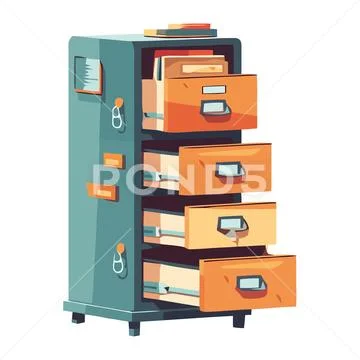 Modern vector illustration of an organized office library: Graphic ...