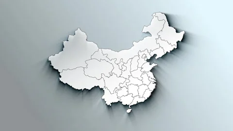 Modern White Map of China with Provinces | Stock Video | Pond5