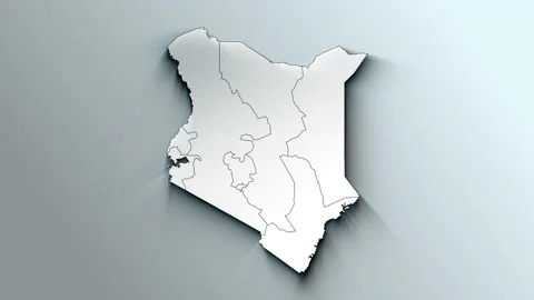 Modern White Map of Kenya with Provinces | Stock Video | Pond5