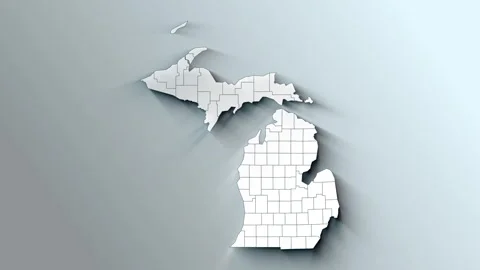 Modern White Map of Michigan with Counti... | Stock Video | Pond5