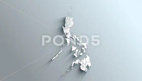 Modern White Map of Philippines with Regions With Shadow: Royalty Free #196979762