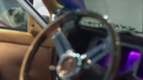 Modified classic car interior view. | Stock Video | Pond5