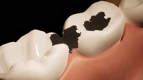 Molar teeth damaged by caries. Medically... | Stock Video | Pond5