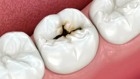 Molar tooth and progression of caries | Stock Video | Pond5