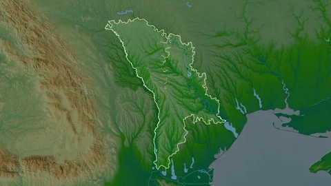 Moldova map - solid. Regions. Physical. | Stock Video | Pond5