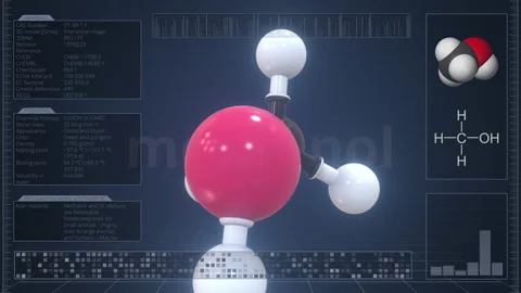 Molecule of methanol with infographics o... | Stock Video | Pond5