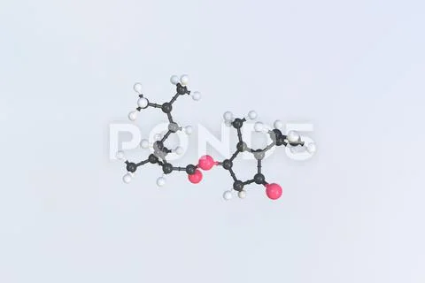 Molecule of pyrethrin, isolated molecular model. 3D rendering: Royalty ...