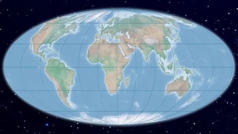 Mollweide world map projection - natural... | Stock Video | Pond5