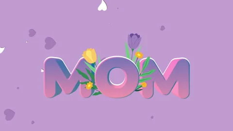 Mom animation text with flower. Mother's... | Stock Video | Pond5