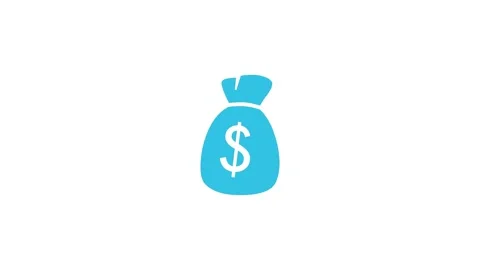 Money bag shape icon animation on white ... | Stock Video | Pond5