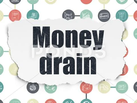 Money concept: Money Drain on Torn Paper background Illustration #55360552