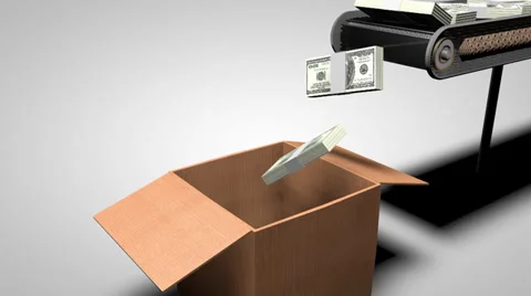 Money Conveyor Belt (Falling Into Box) | Stock Video | Pond5