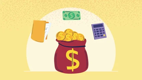 money dollars in sack animation | Stock Video | Pond5