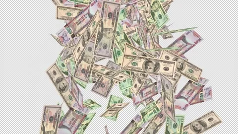 money falling animation on transparent b... | Stock Video | Pond5