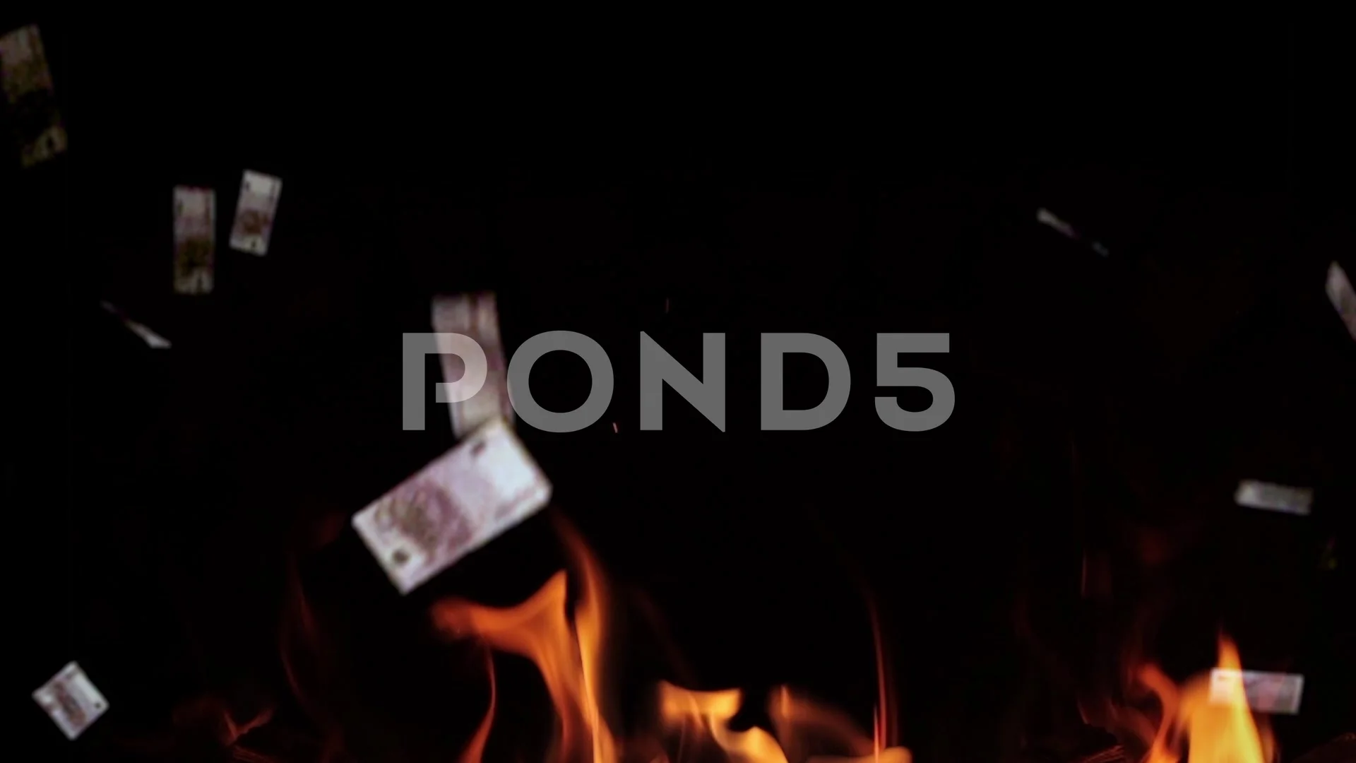 Money On Fire Black Background