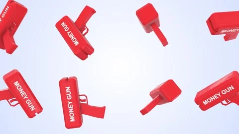 Money Guns Falling on a Light Blue Backg... | Stock Video | Pond5