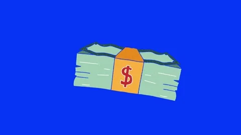 money hand drawn animation blue screen. ... | Stock Video | Pond5