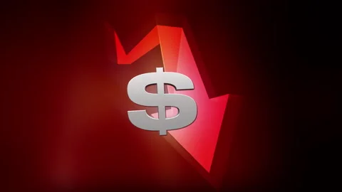 Money Loss Red Warning Alert Red Down Ar... | Stock Video | Pond5