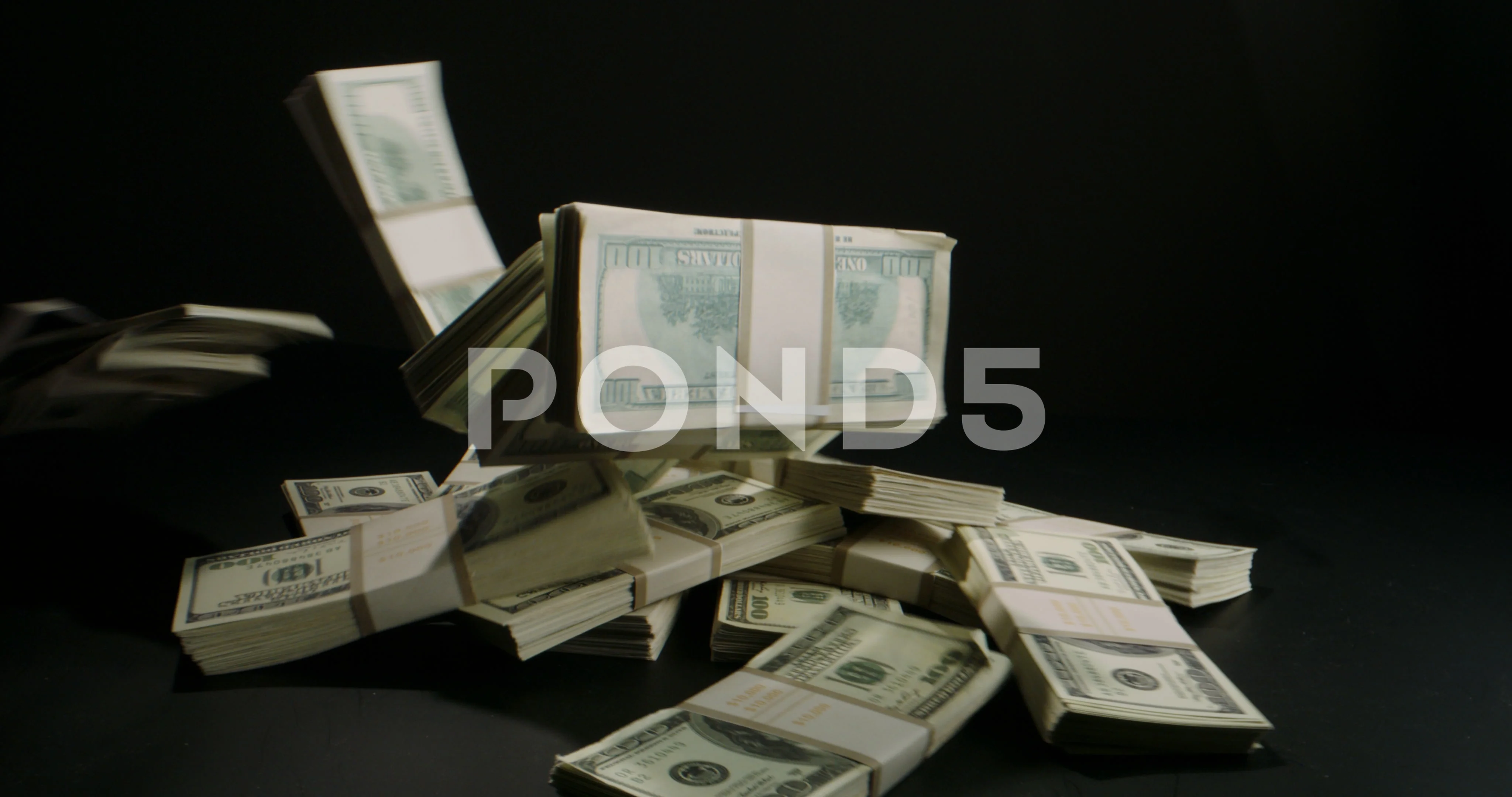 Rain Of Falling Packs With Dollars Cash Falling Money