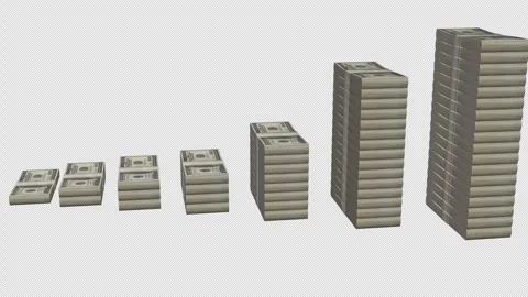 Money Stack Increasing Animation on a Tr... | Stock Video | Pond5